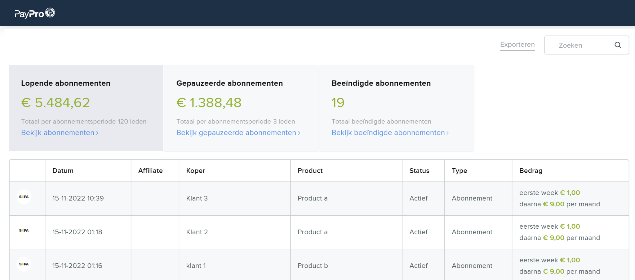 Recurring payments - PayPro