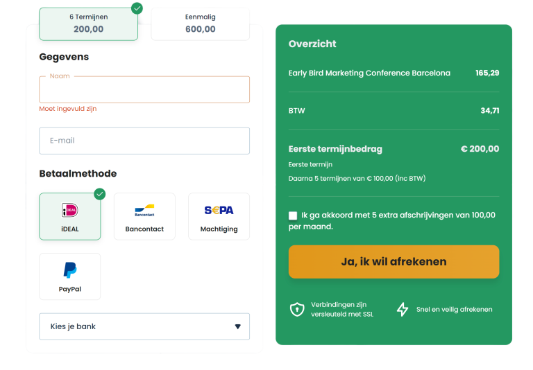 Betaalpagina - PayPro