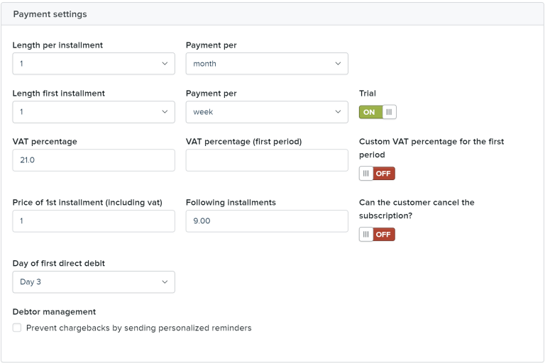 Recurring payments - PayPro EN